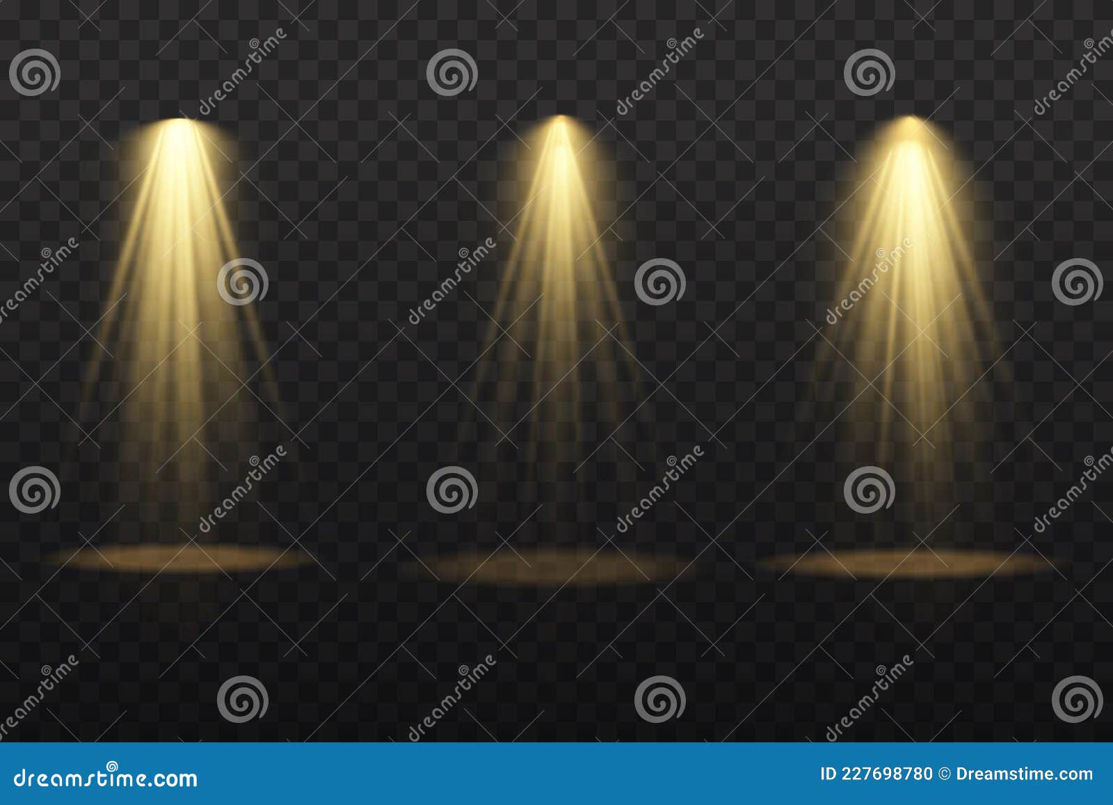 Spotlight Projector, Light Effect with Yellow Rays Stock Illustration ...