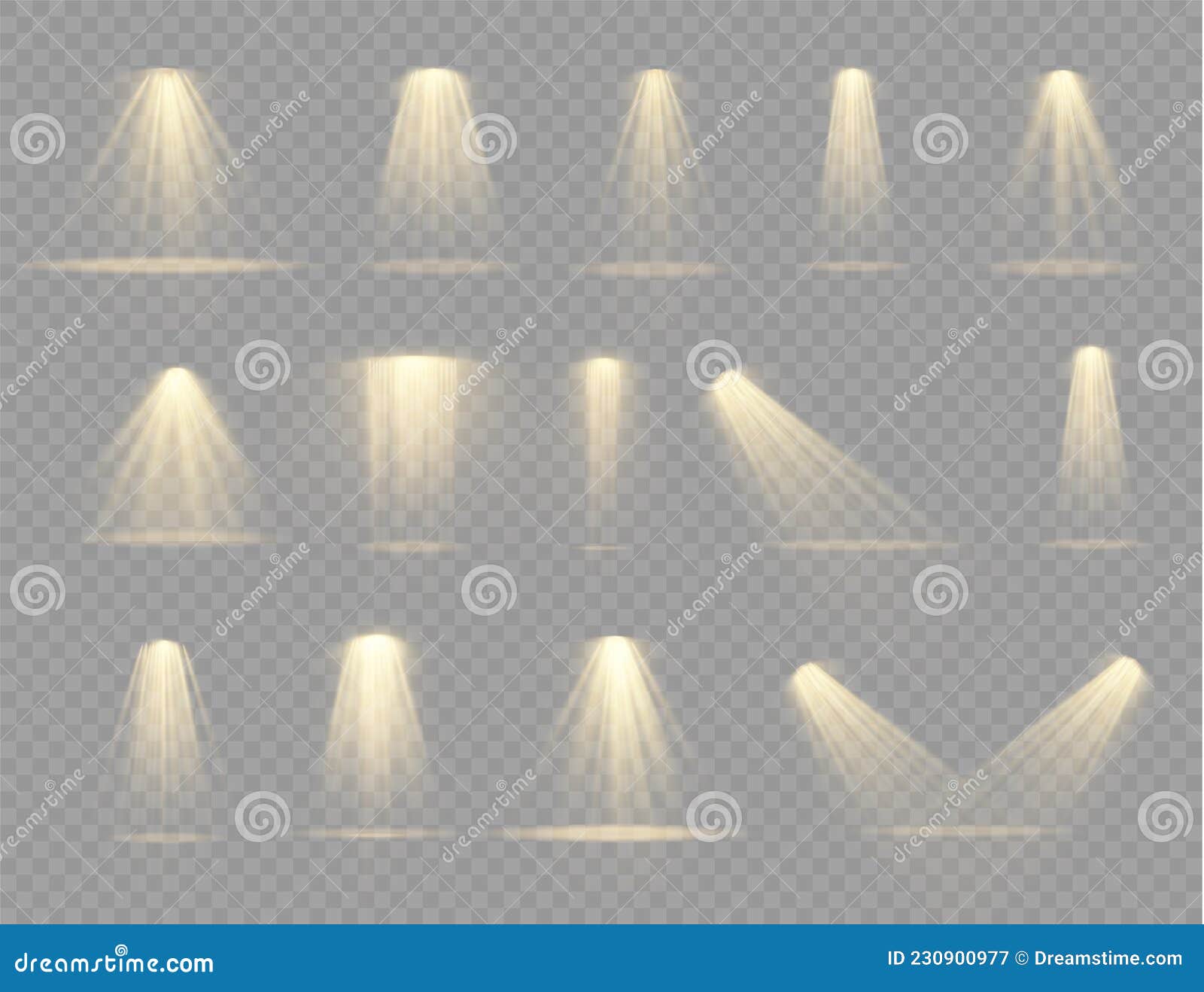 Spotlight Projector, Light Effect with Yellow Rays Stock Illustration ...