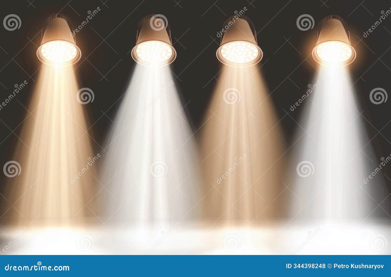 Set of 4 Spotlight Lights with Different Color Temperature. White ...