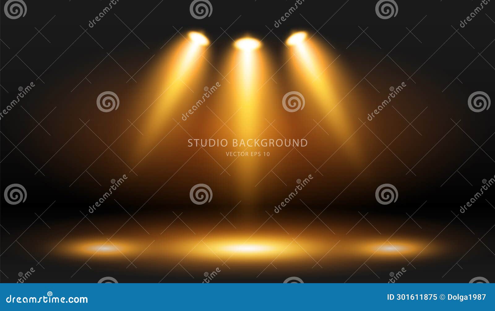 A Set of Spotlights with a Bright Yellow Light Illuminating the Stage ...