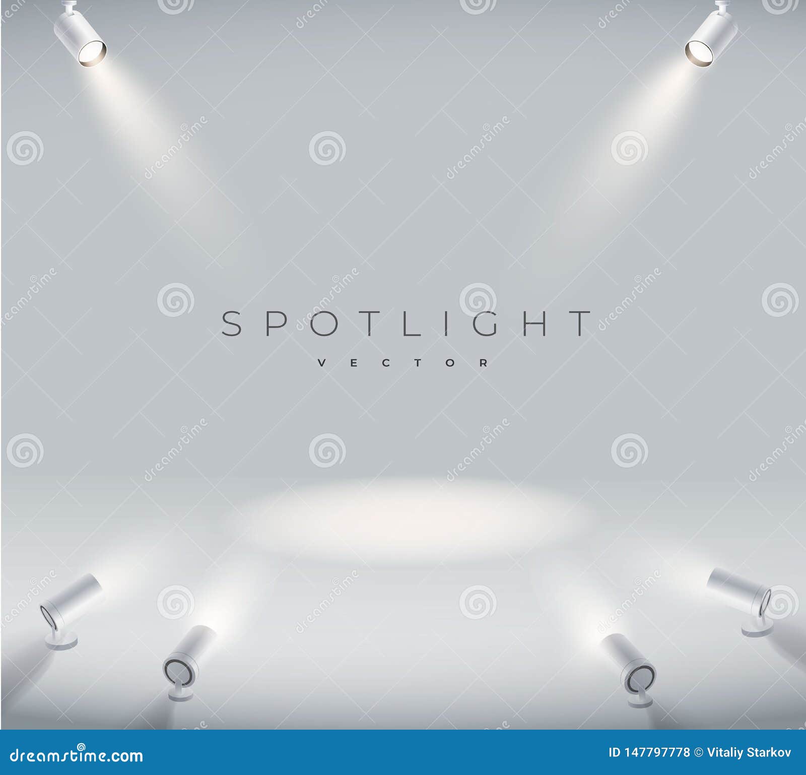 Set Spotlights Realistic with Bright White Light Shining Stage Vector ...