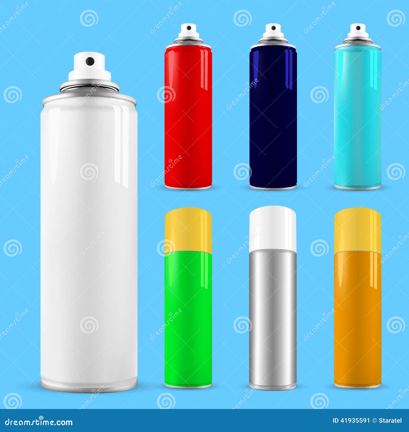 Set of Spray Cans - Opened and with Cap Stock Vector - Illustration of ...