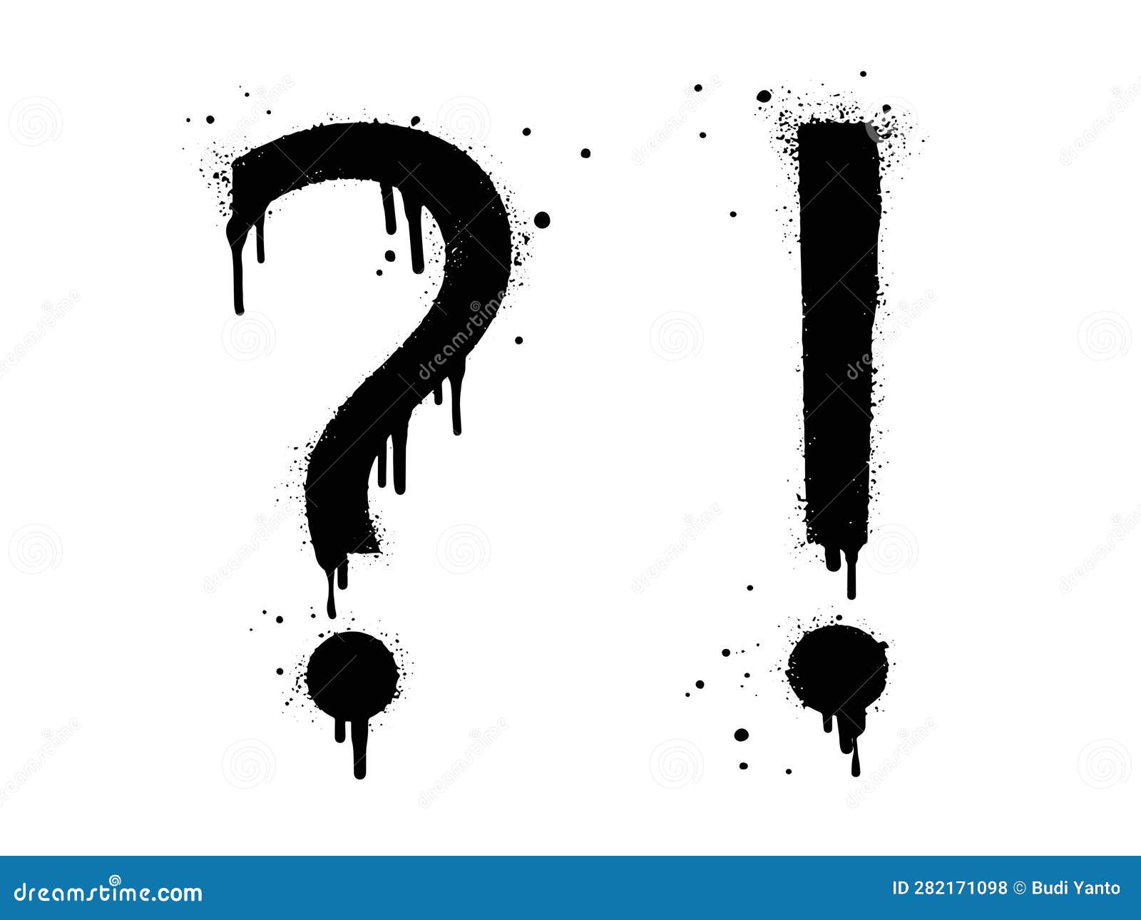Set of Spray Painted Graffiti Question Marks and Exclamation Mark in ...