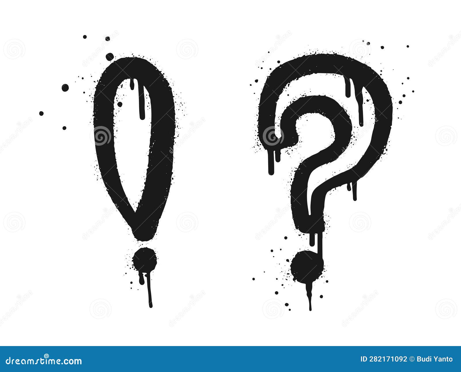 Set of Spray Painted Graffiti Question Marks and Exclamation Mark in ...