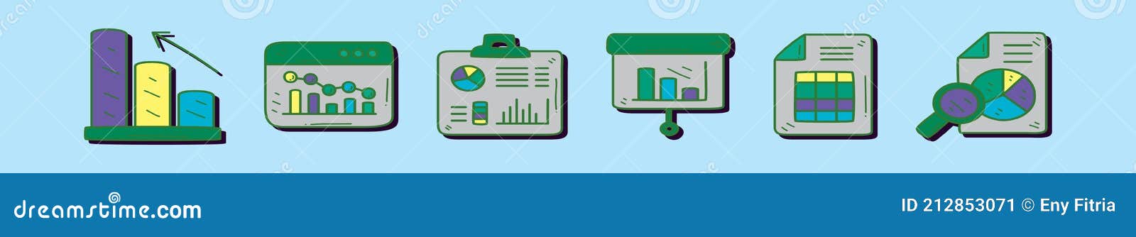 Set Of Spreadsheet Element Cartoon Design Template With Various Models ...