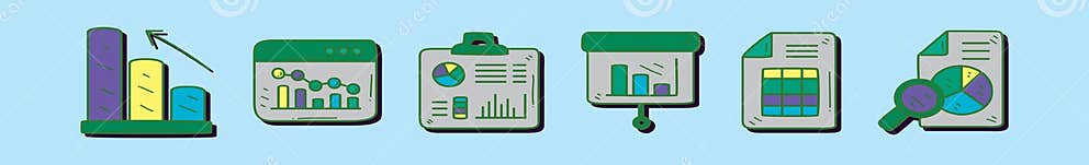 Set of Spreadsheet Element Cartoon Design Template with Various Models ...