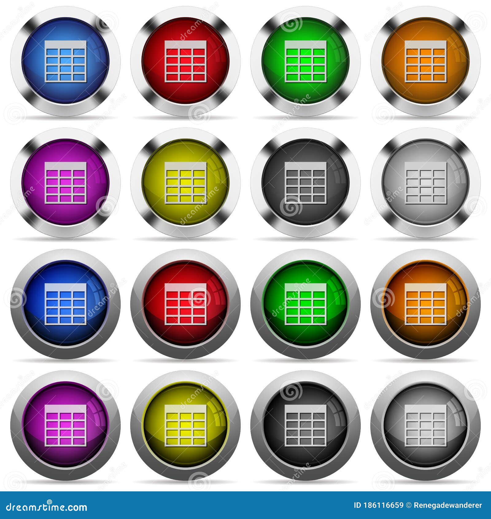 Set of Spreadsheet Table Glossy Web Buttons. Stock Vector ...