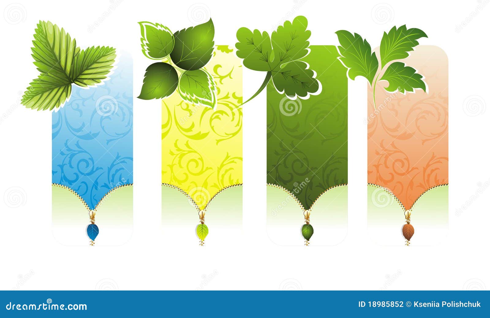 Set of Spring Banners with Leaves Stock Vector - Illustration of design ...