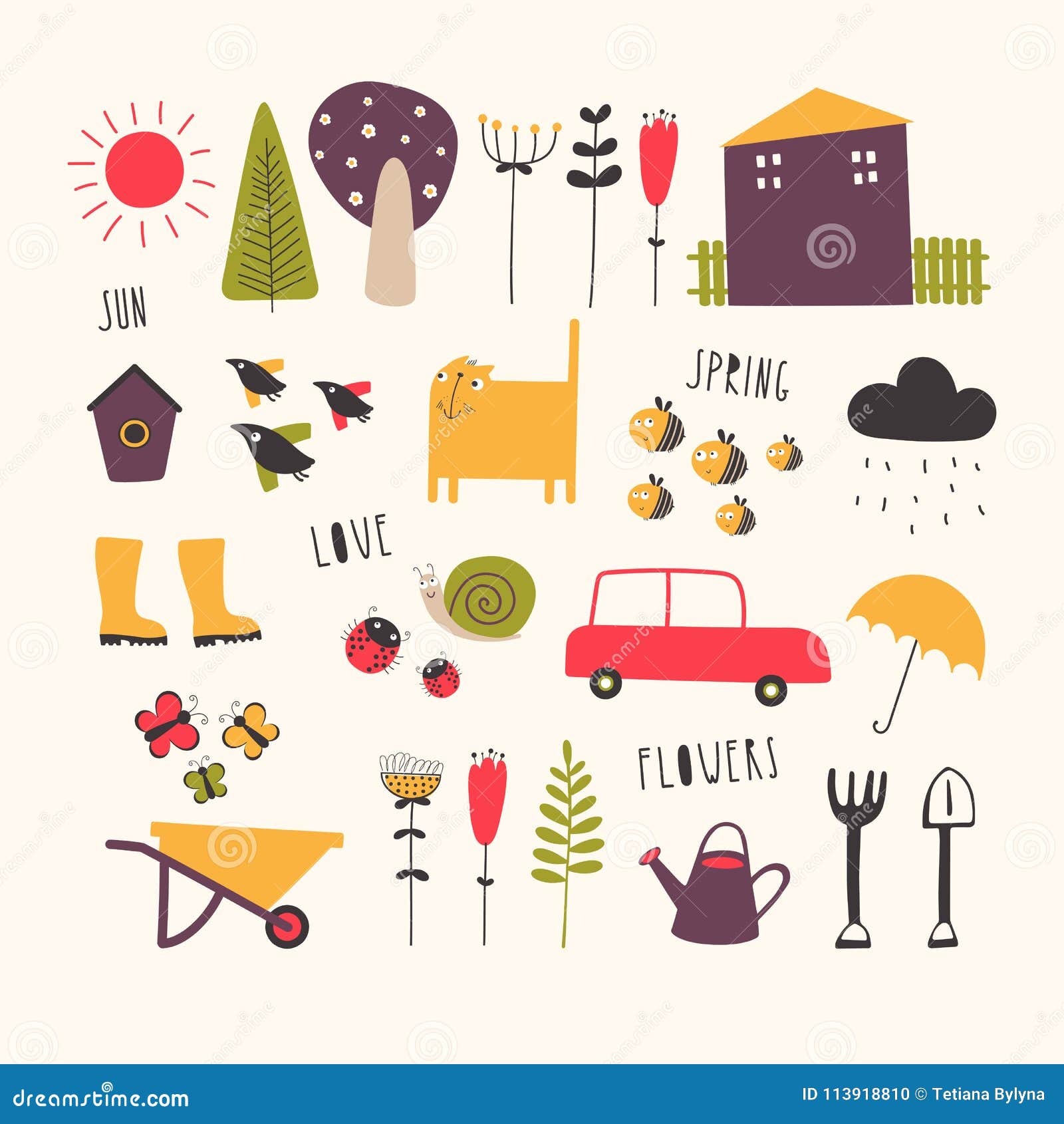 Vector spring elements stock vector. Illustration of funny - 113918810