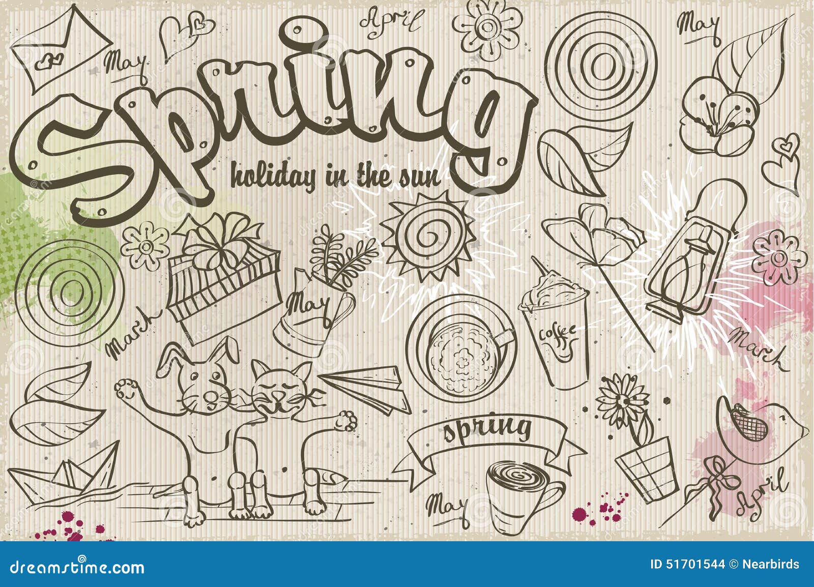 Set Of Spring Doodles. Beginning Of Spring Symbols. Imbolc Wiccan ...