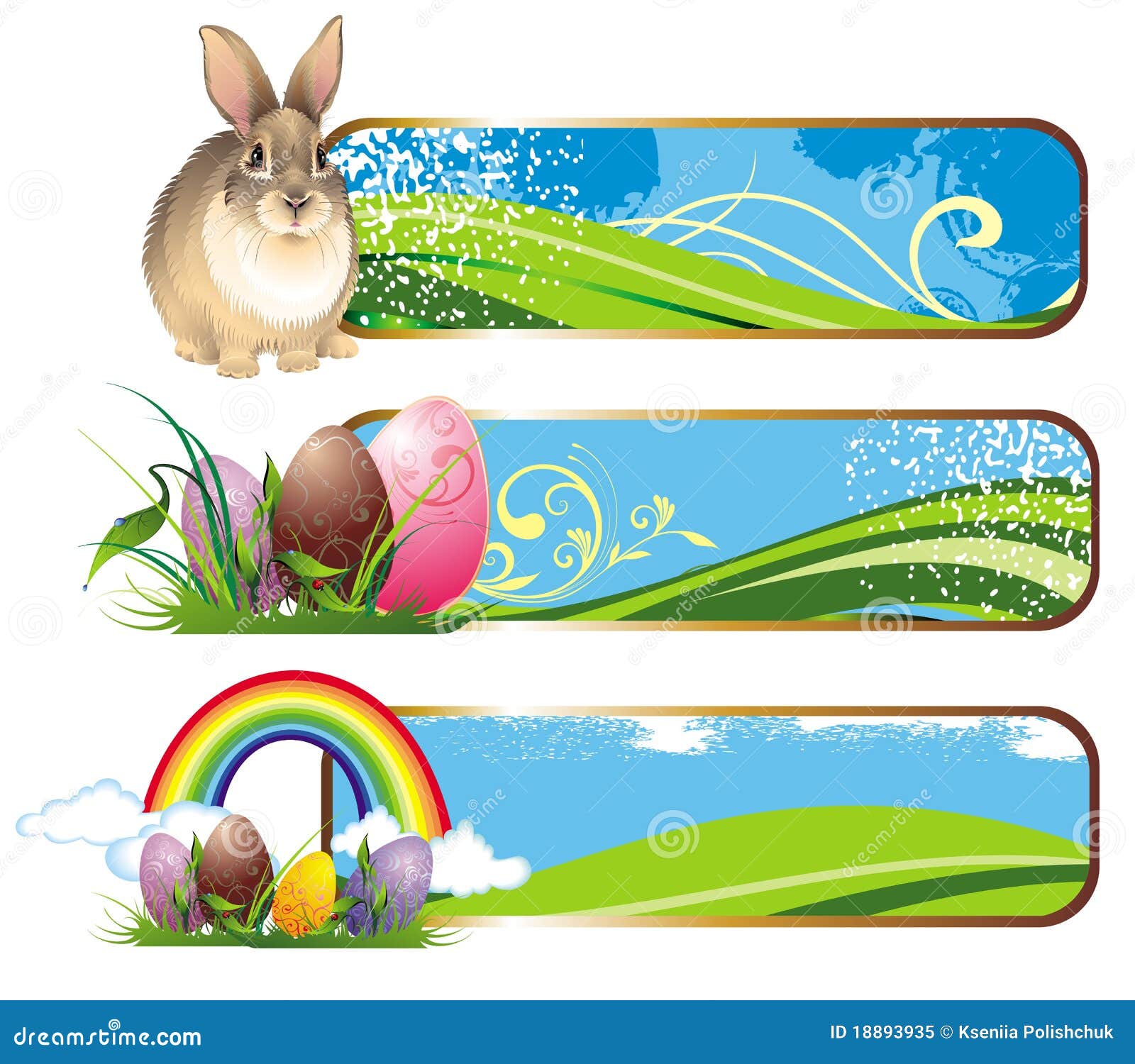 Set of Spring Easter Banners with Rabbit and Eggs Stock Vector ...