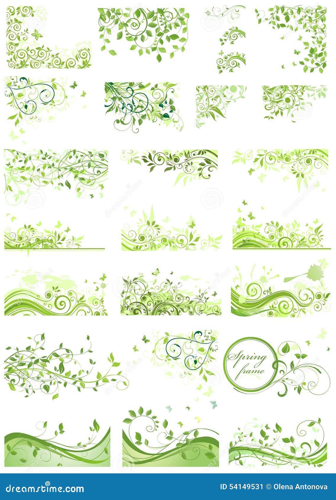 Set of spring green design stock vector. Illustration of curl - 54149531