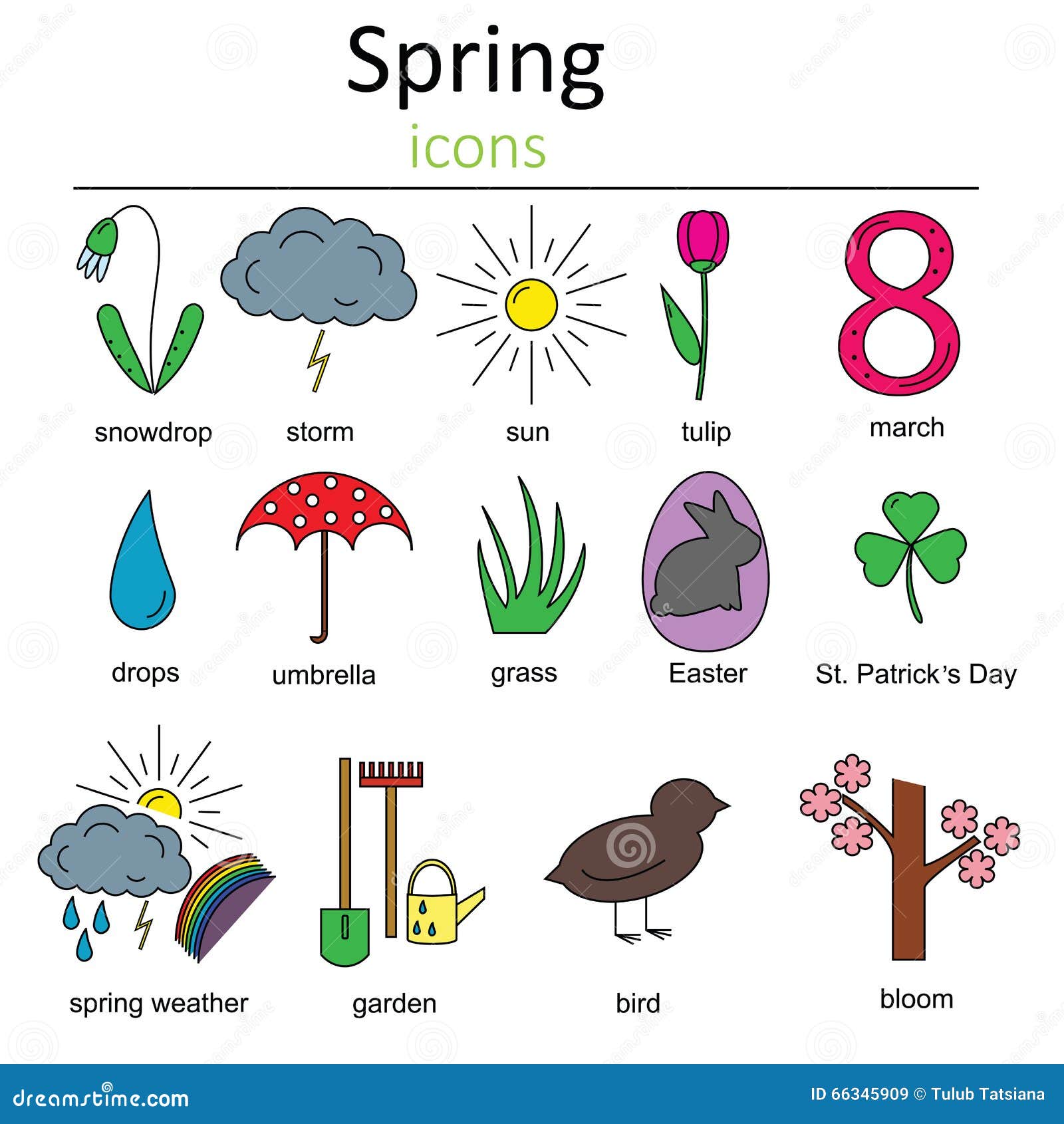 Set of Spring Icons. Symbols of Spring Stock Vector - Illustration of ... Set of Spring Icons. Symbols of Spring Stock Vector - Illustration of ...