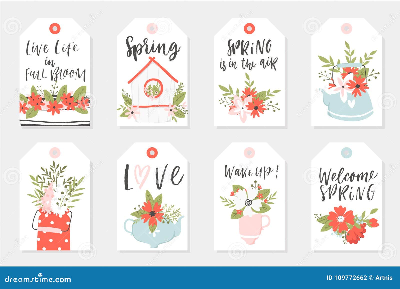 Set of Spring Tags and Labels Stock Vector - Illustration of floral ...