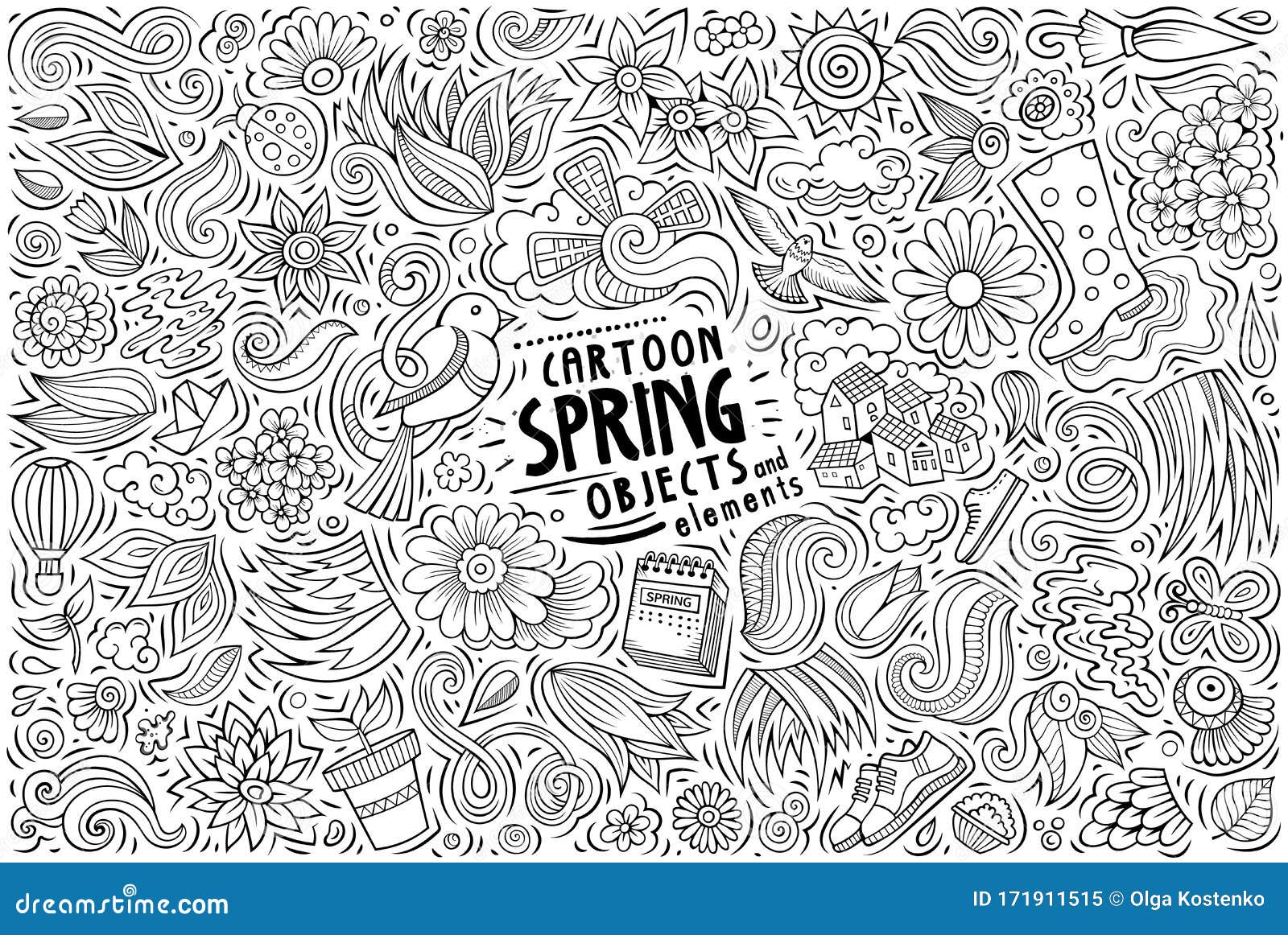 Set of Spring Theme Items, Objects and Symbols Stock Vector ...