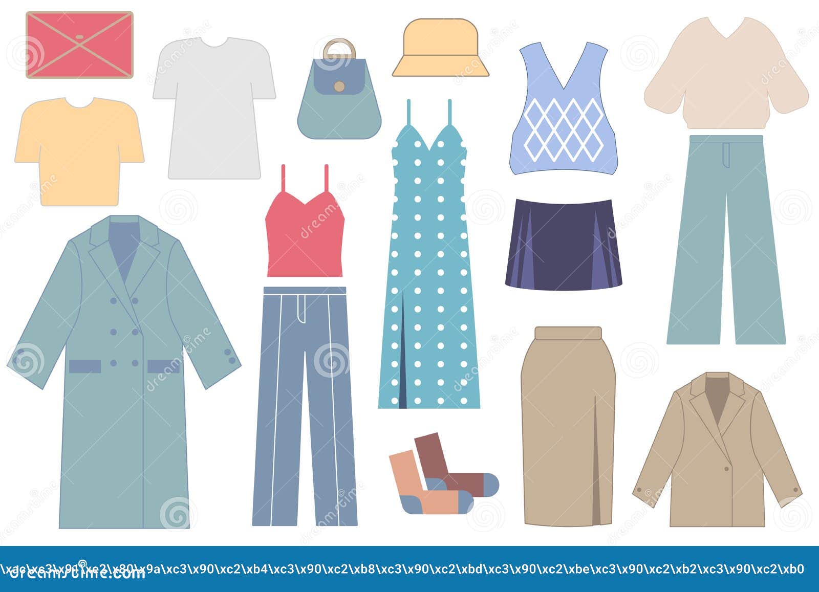 Set of Spring Women S Clothing Stock Vector - Illustration of drawing ...