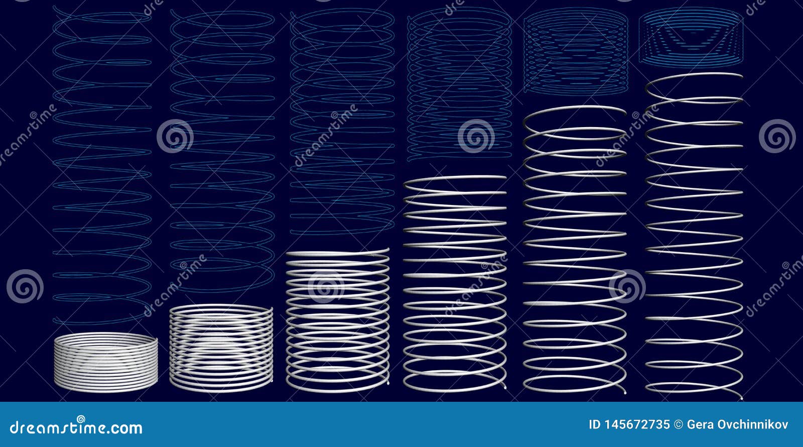 Set with Springs in Different State of Compression. Springs Polygonal ...
