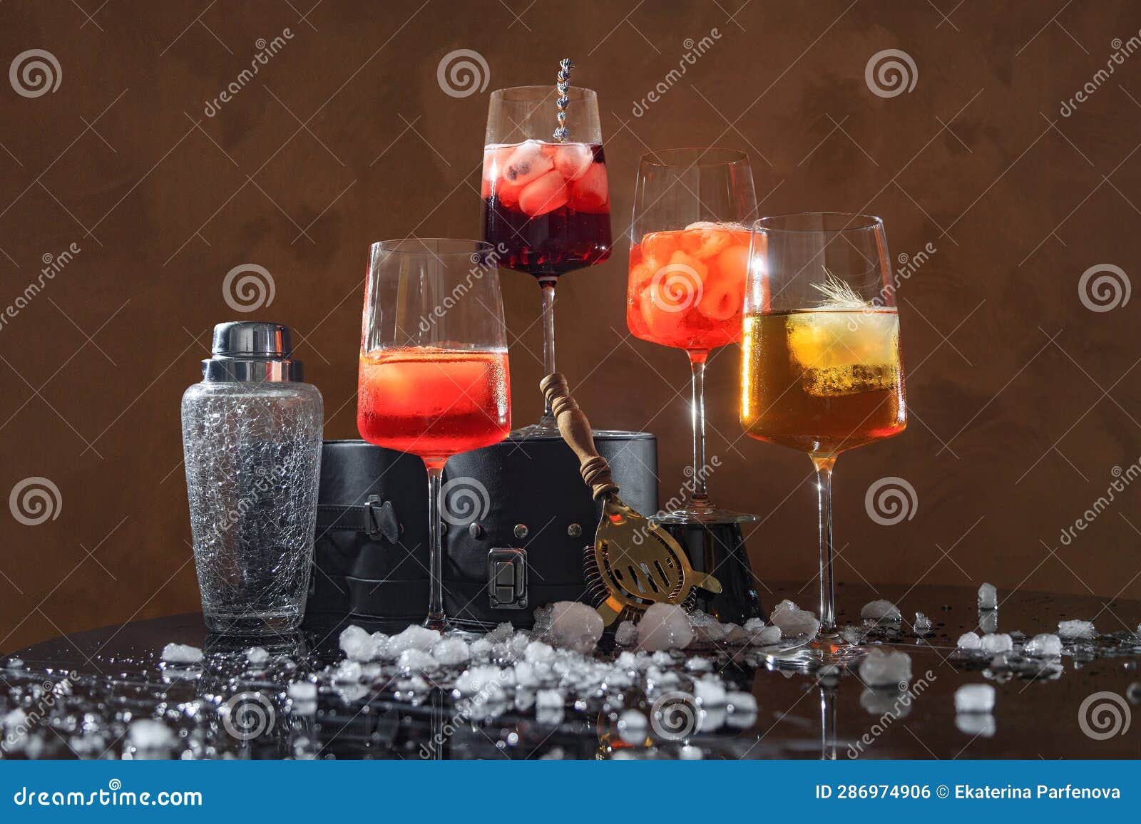 Set of Spritz Cocktails with Different Liqueurs Stock Photo - Image of ...