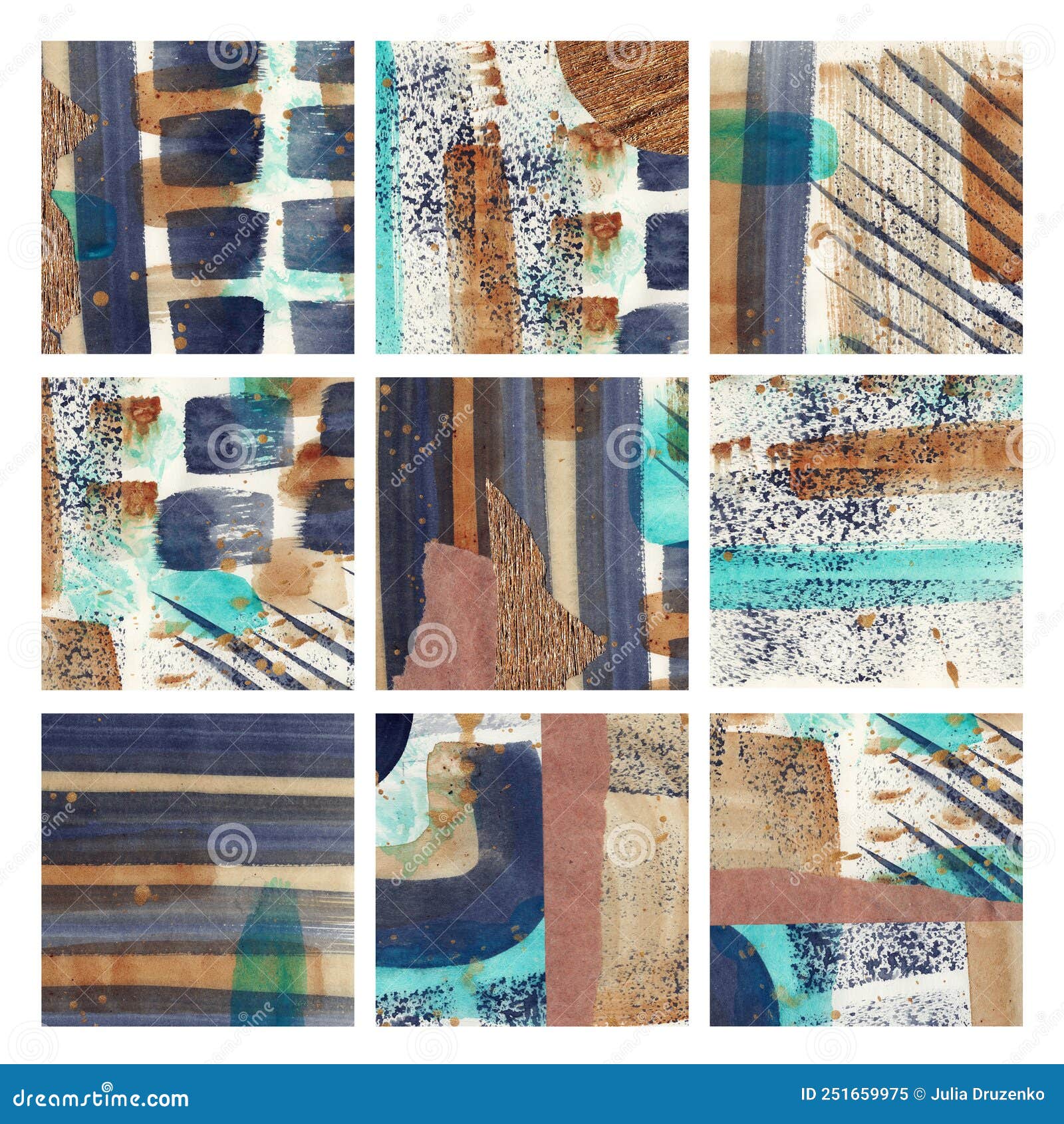 Set of Square Abstract Collage Paper Backgrounds Stock Illustration ...