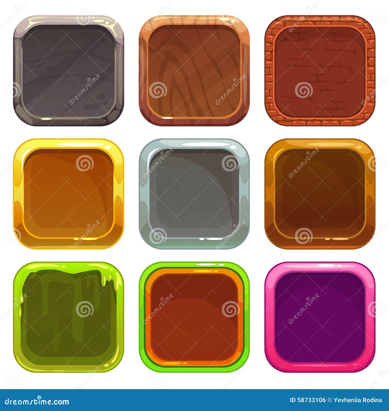 Set of square app icons stock illustration. Illustration of concept ...