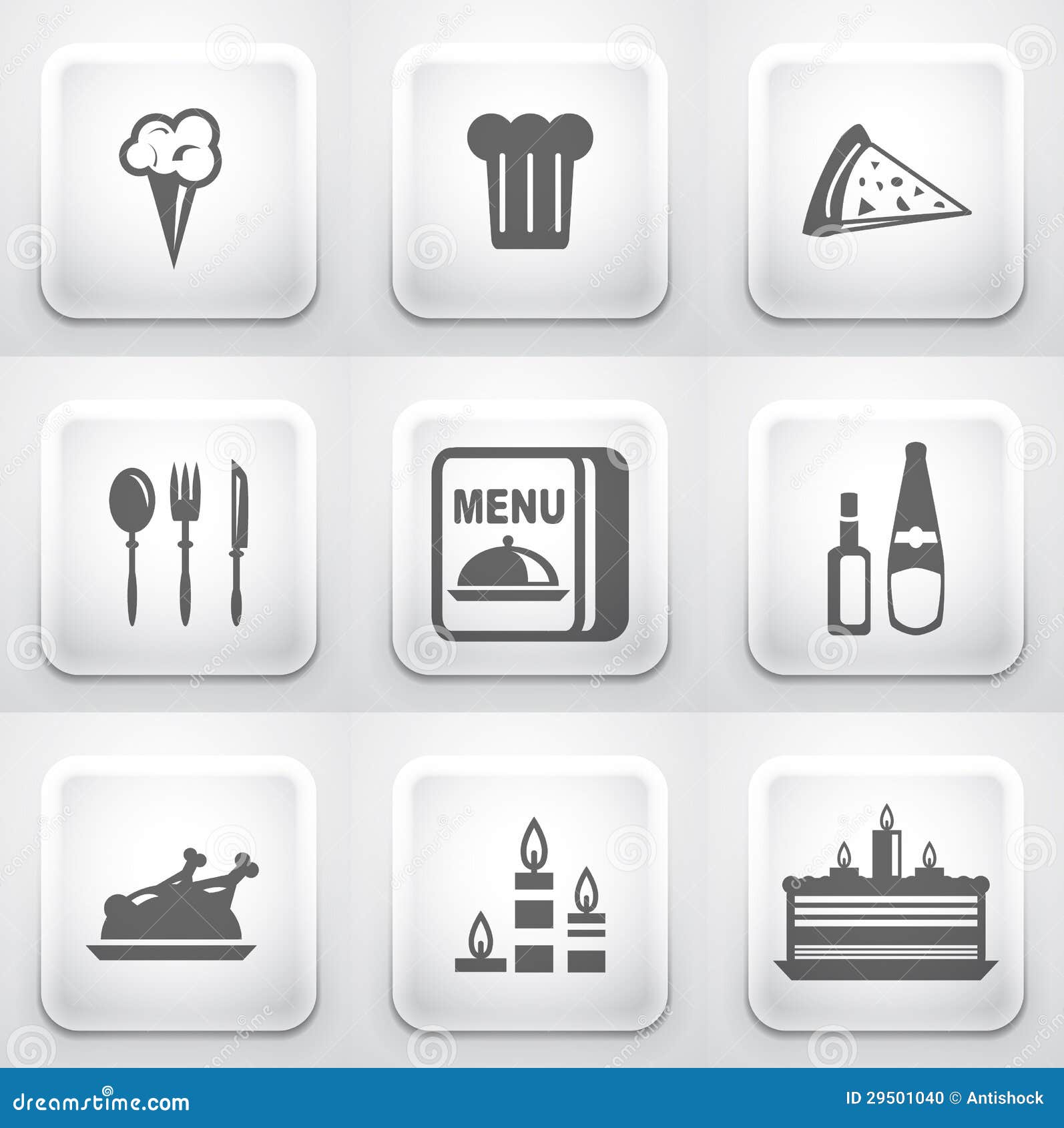 Set of Square Application Buttons: Restaurant Stock Illustration ...