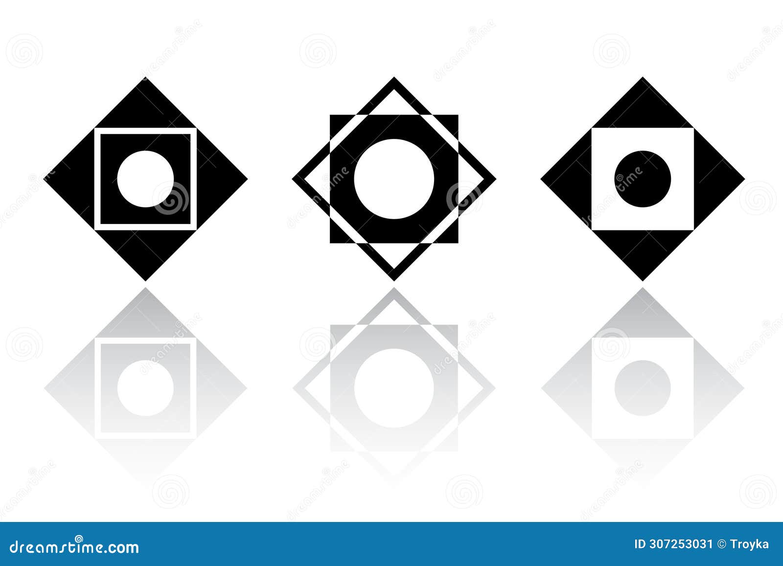 Set of Square Black and White Elements for Logo Design. Abstract Icons ...