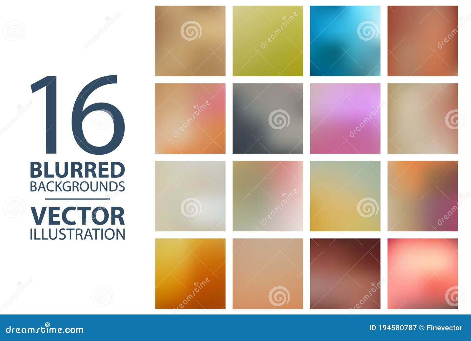 Set Of Blurred Backgrounds. Bright Color Gradients. Defocused Color ...