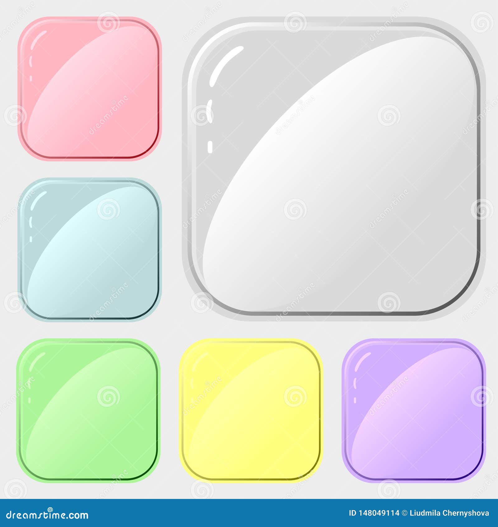 Set of Square Buttons for Design of Applications or Websites. Stock ...