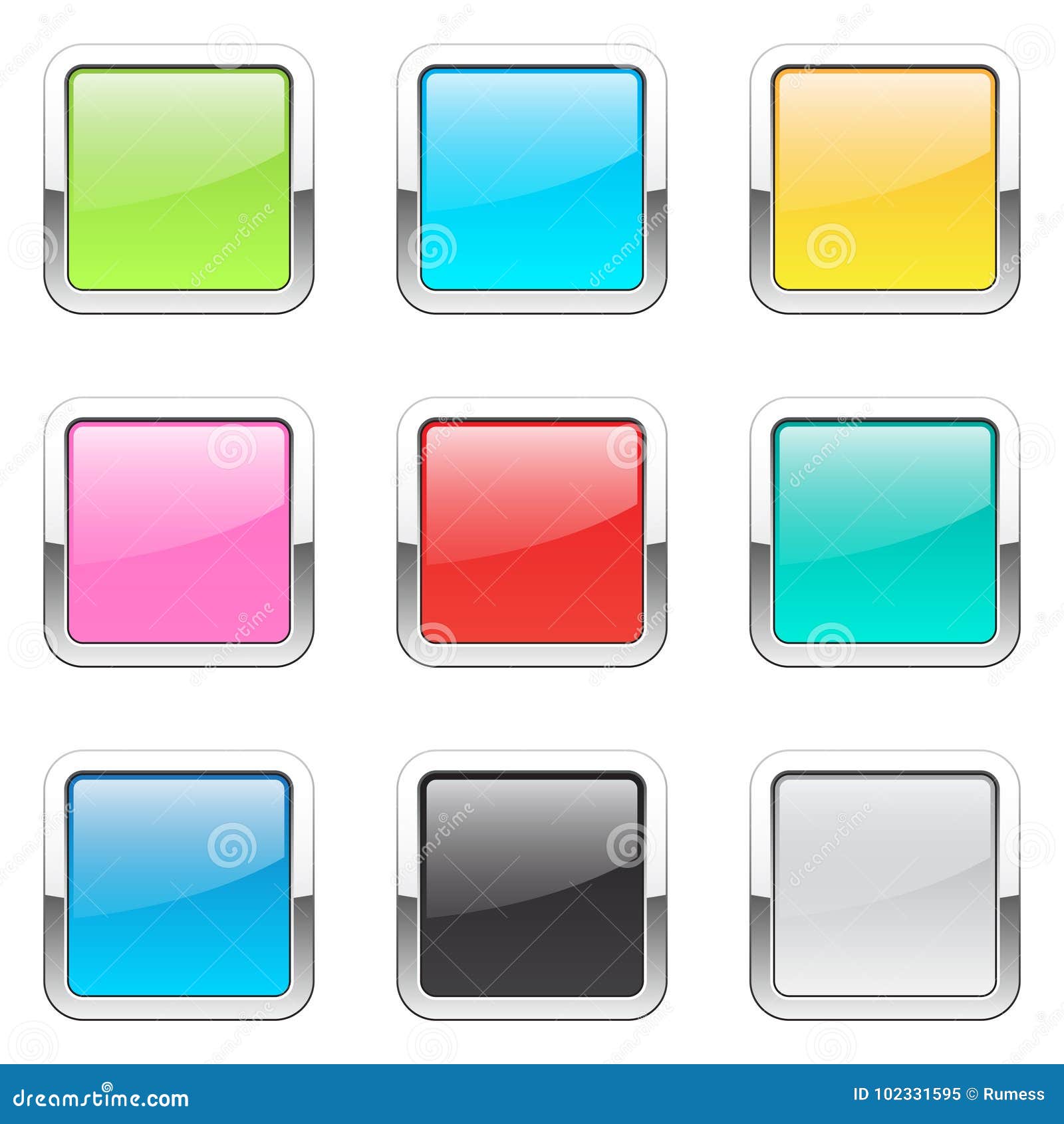 Set of square buttons stock vector. Illustration of marketing - 102331595