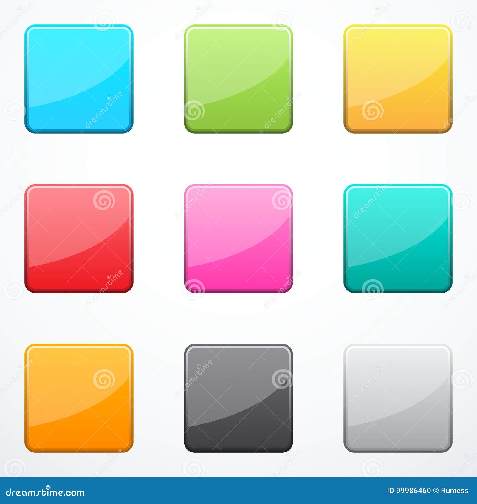 Set of square buttons stock vector. Illustration of design - 99986460