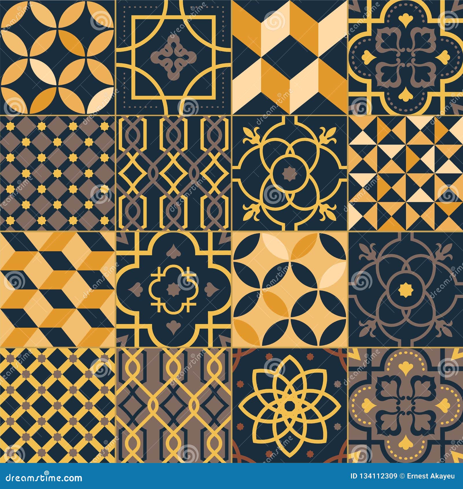 Set of Square Ceramic Tiles with Elegant Traditional Oriental Patterns ...