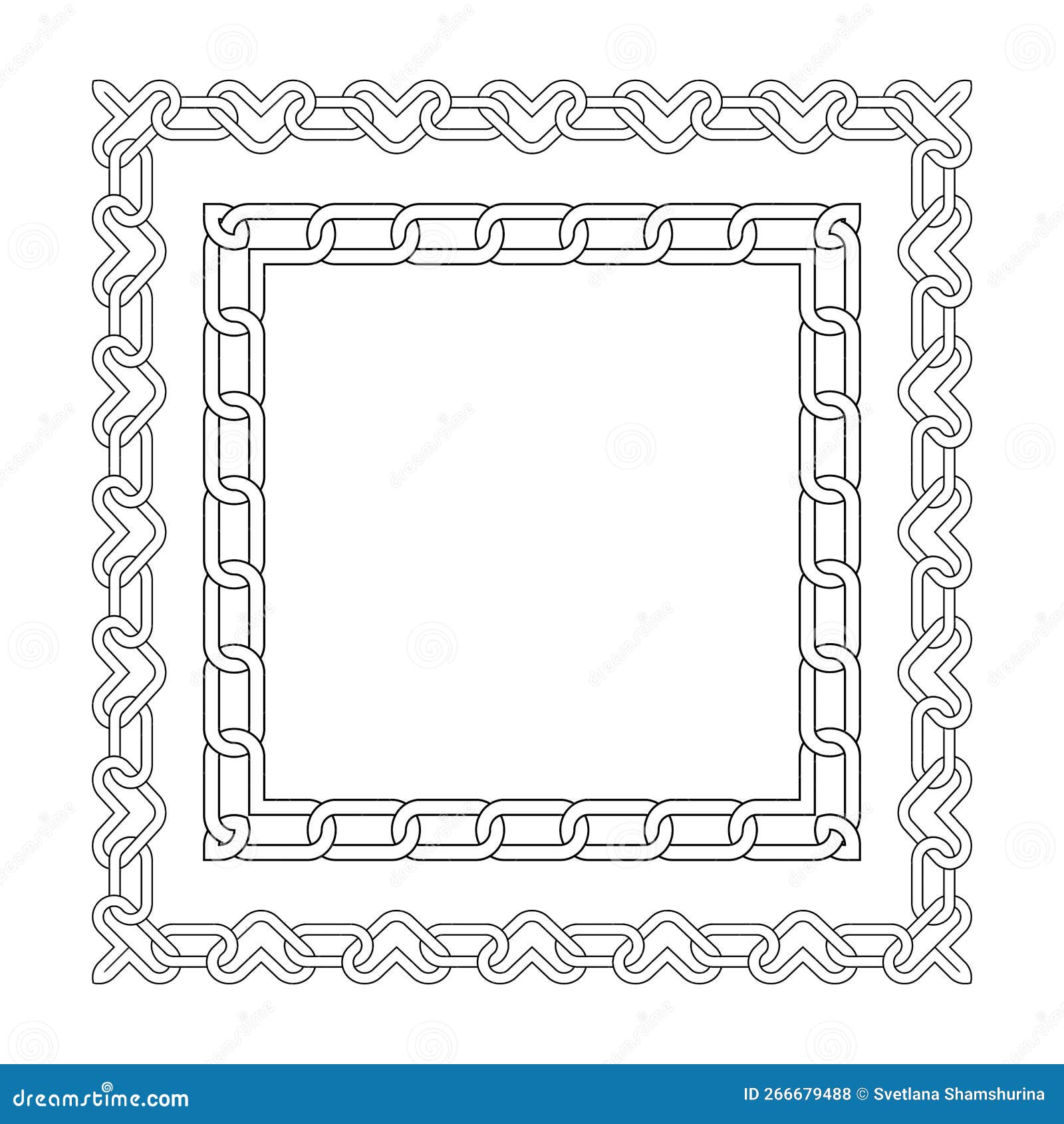 Set of Square Chain Frames. Heart Chain Links Elements To Make AI ...