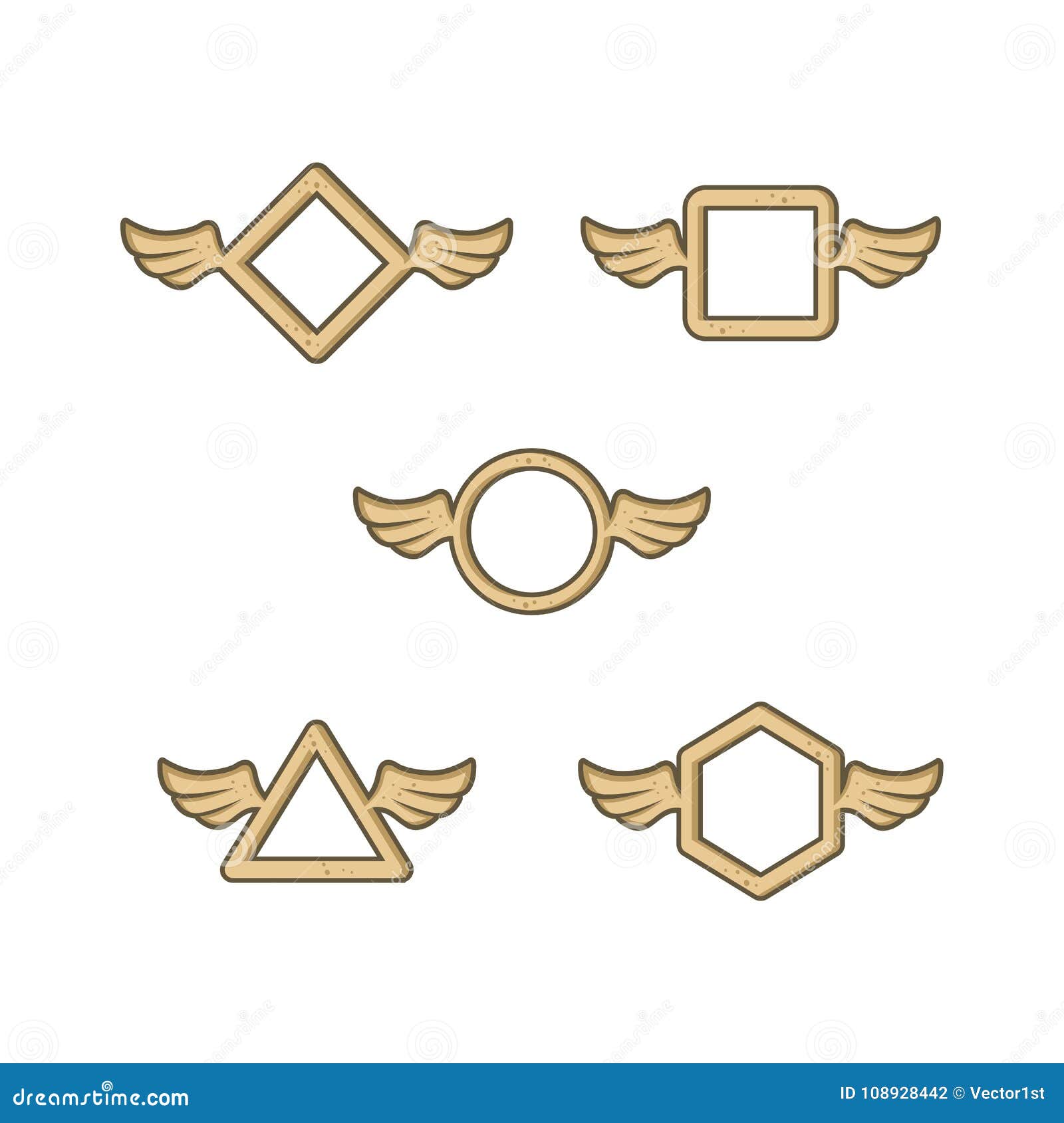 Set of Dimension Shape with Angel Bird Wing Collection Stock Vector ...