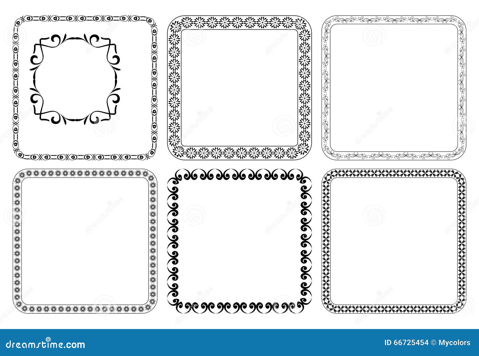 Set - Square Decorative Frames - Vector Stock Vector - Illustration of ...