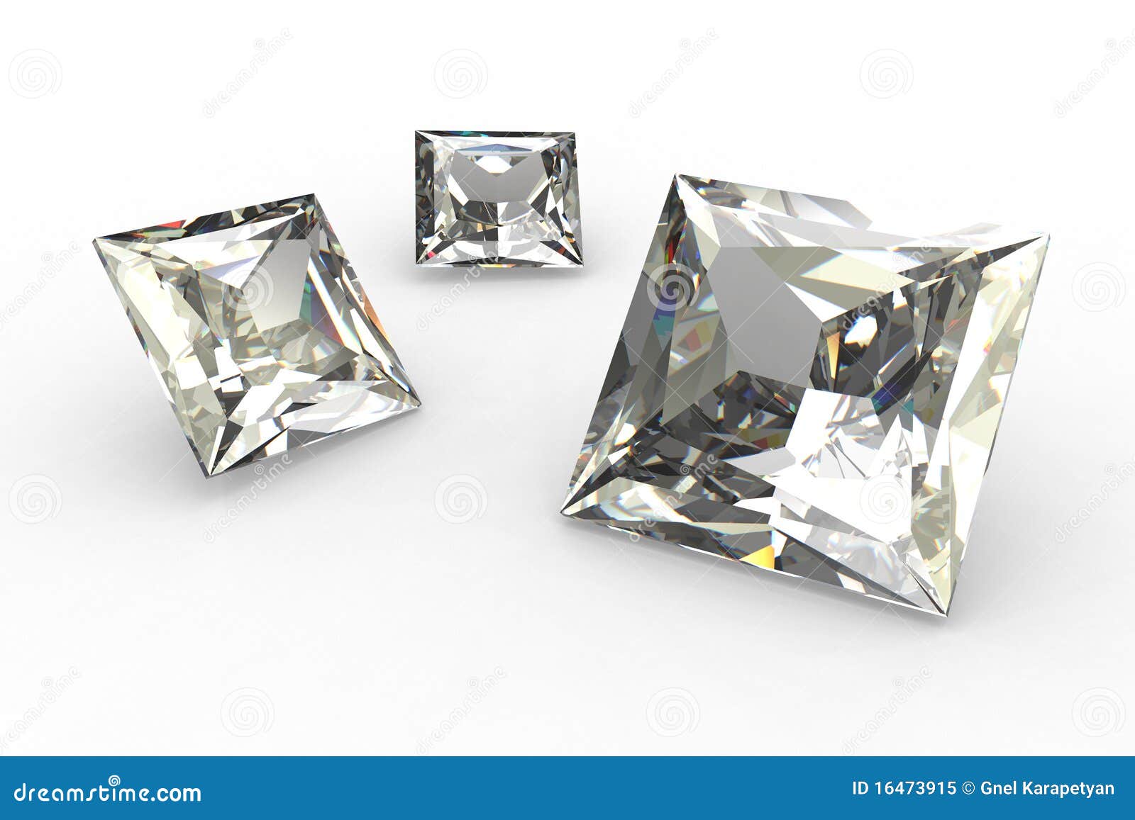 Square Diamonds Of Different Sizes On Black Leather Background. Stock ...