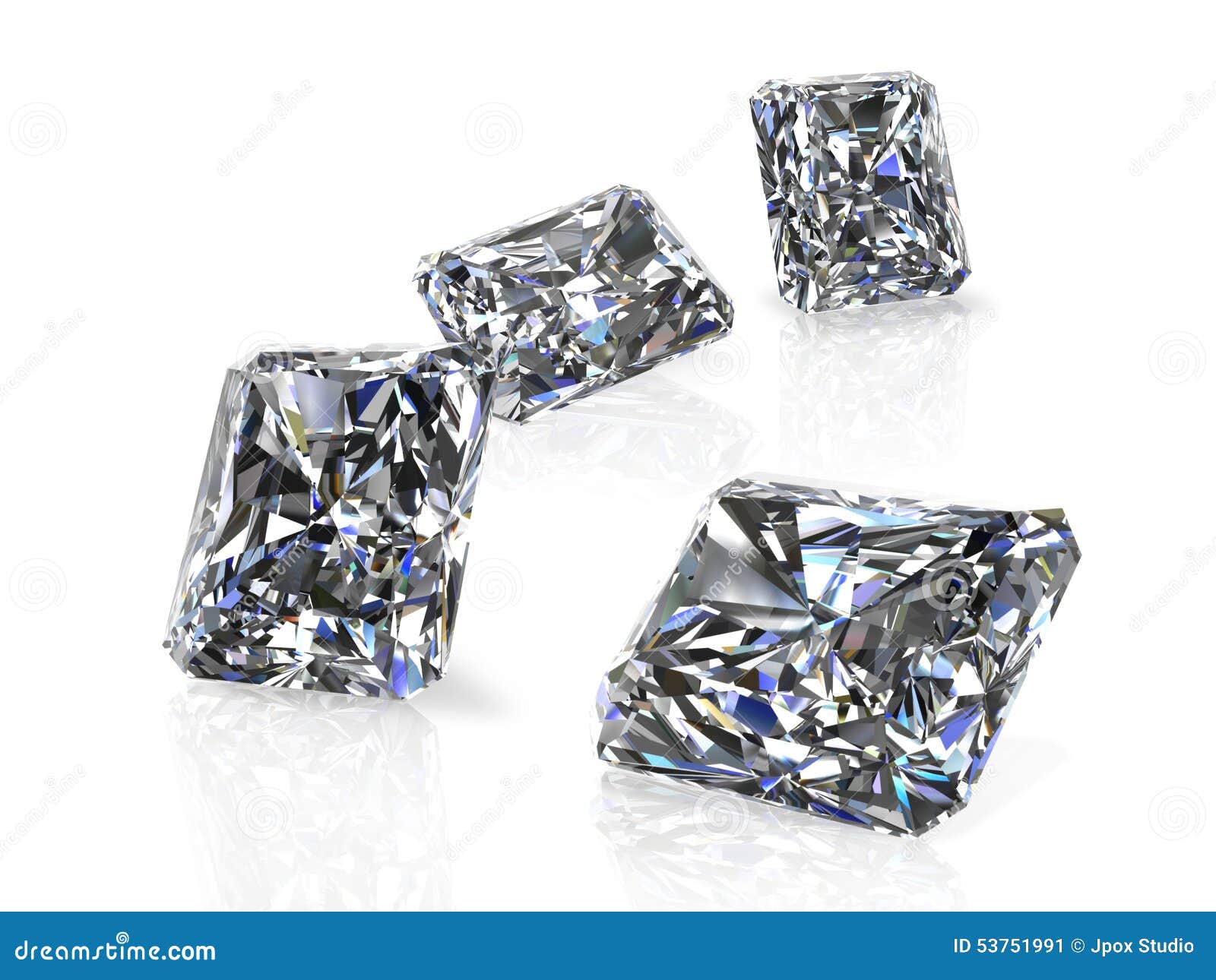 Set of Square Diamonds - 3D Render Stock Illustration - Illustration of ...