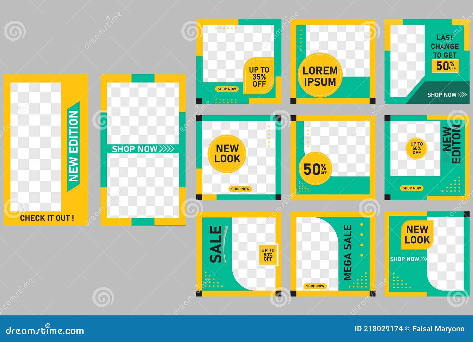Set of Square Editable Social Media Template Stock Vector ...