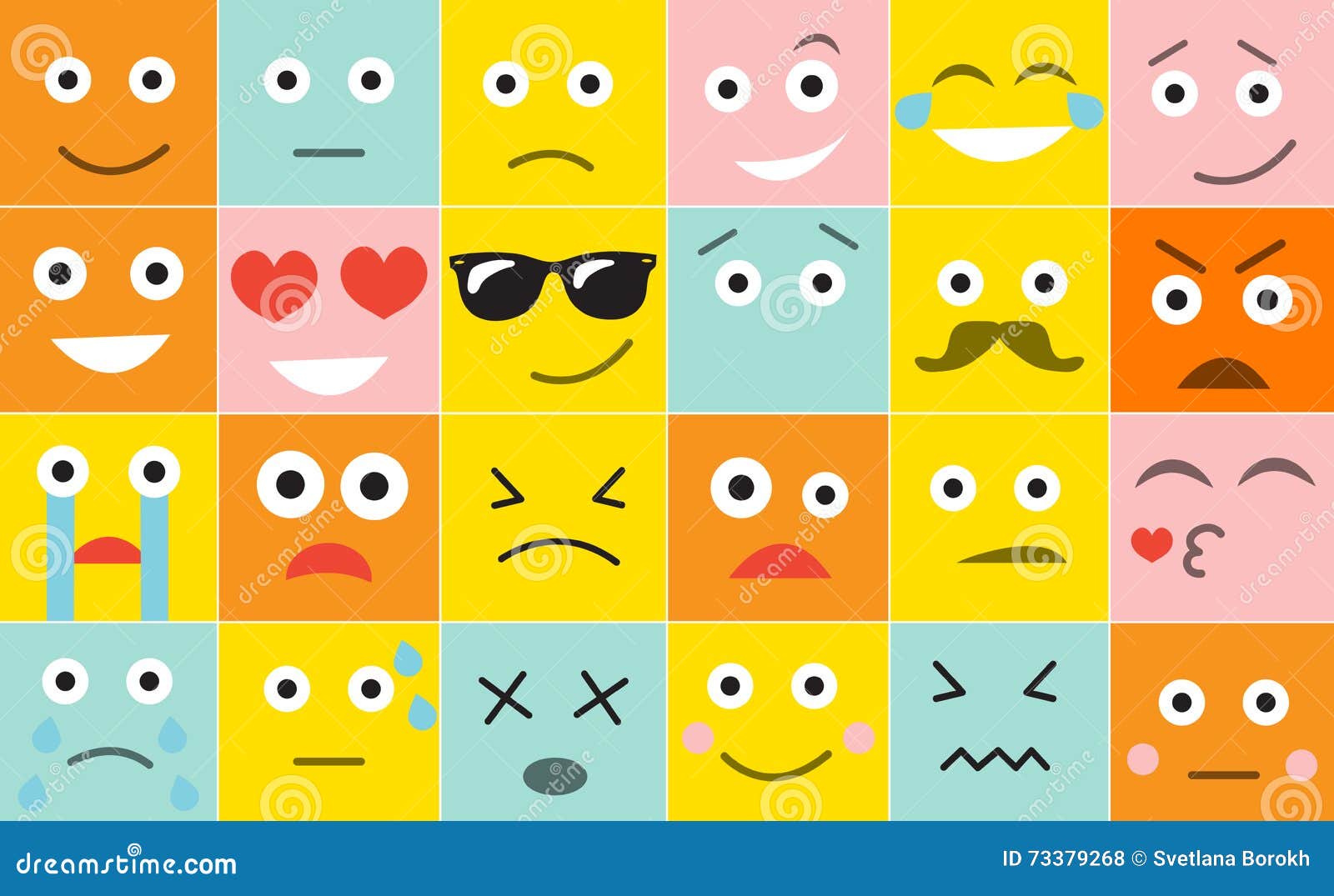 Set Square Emoticons with Different Emotions, Vector Illustration Stock ... Set Square Emoticons with Different Emotions, Vector Illustration Stock ...