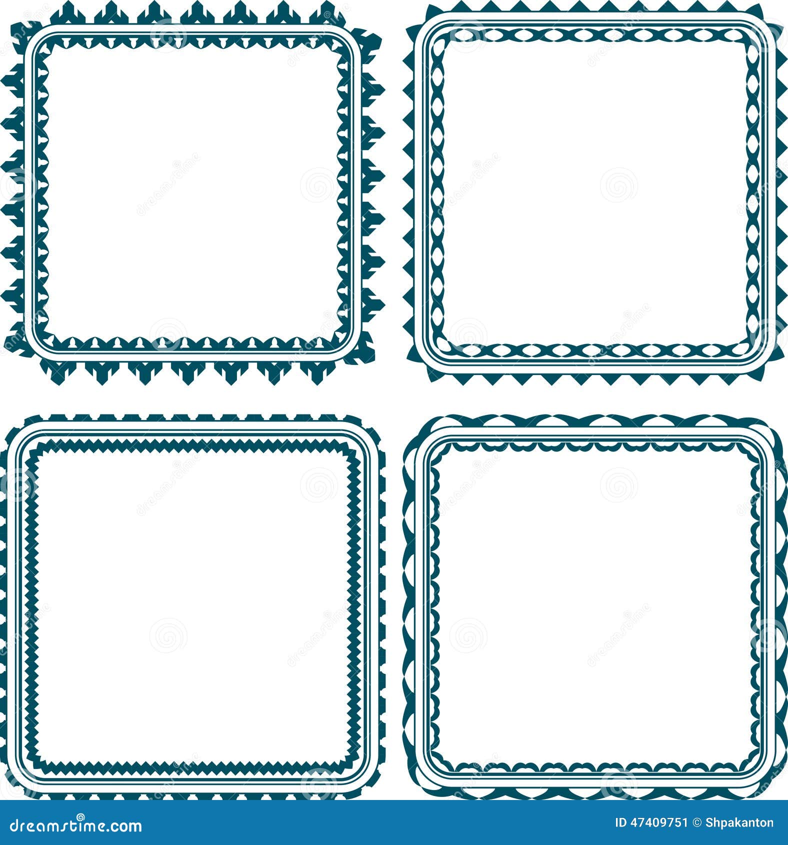 Set of 4 Square Frame with Round Corners Stock Vector - Illustration of ...