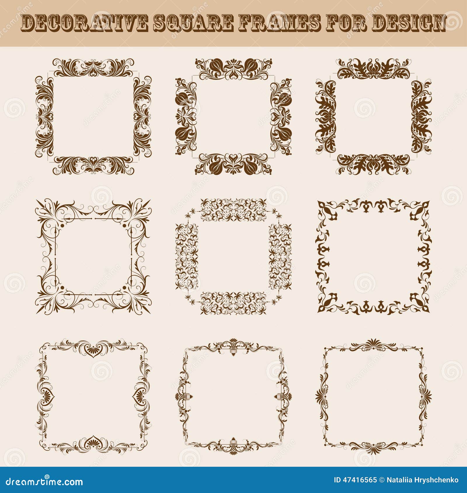 Set of Square Frames for Design Stock Vector - Illustration of decor ...