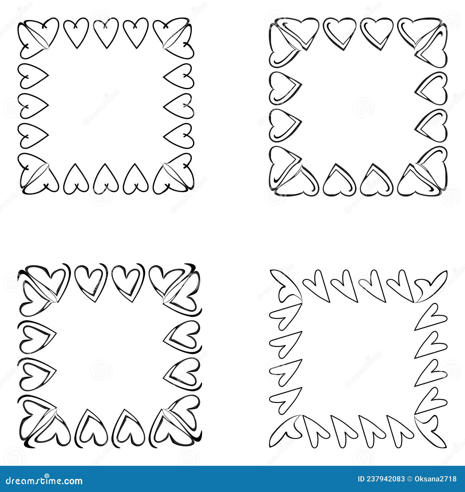 Set of Square Frames from Hearts Stock Vector - Illustration of ...