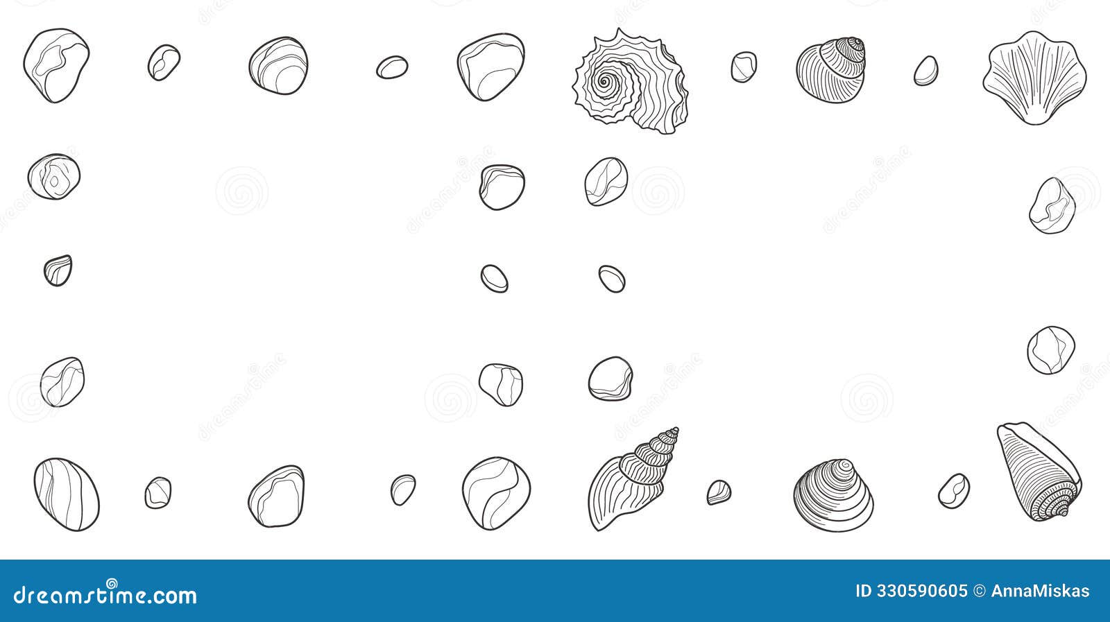 Set of Square Frames Made of Pebbles and Shells, Backgrounds with ...