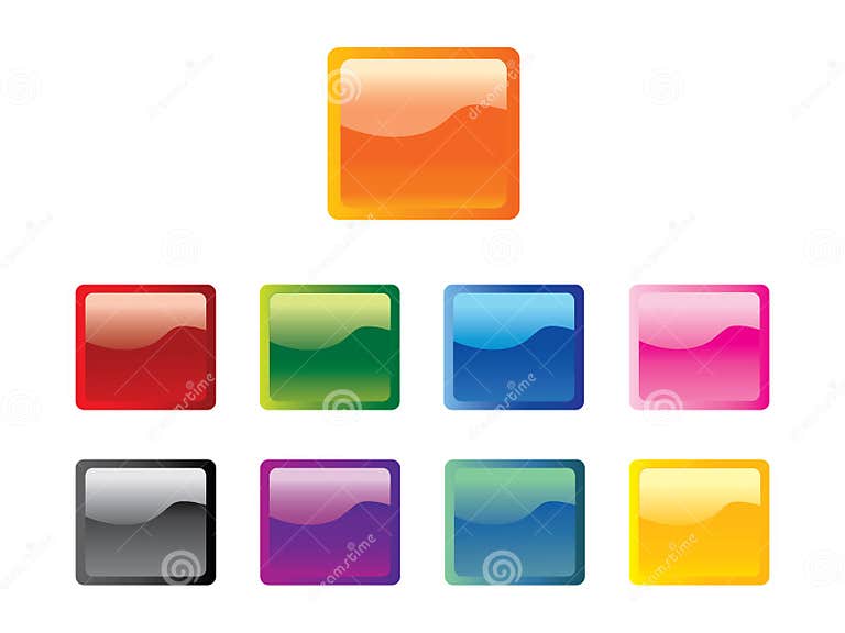Set of Square Glossy Buttons Vector Stock Vector - Illustration of ...
