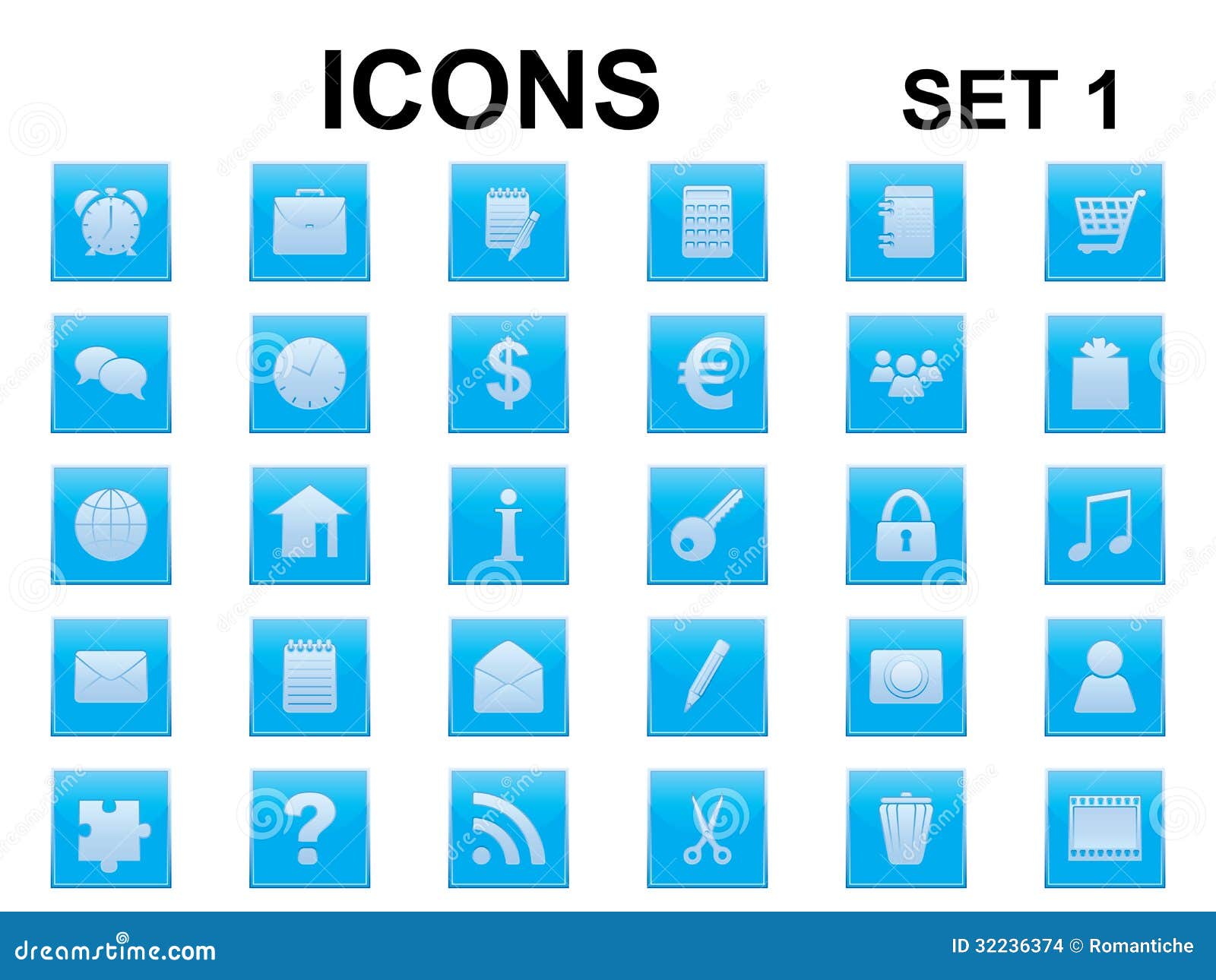 Set of square icons stock vector. Illustration of design - 32236374
