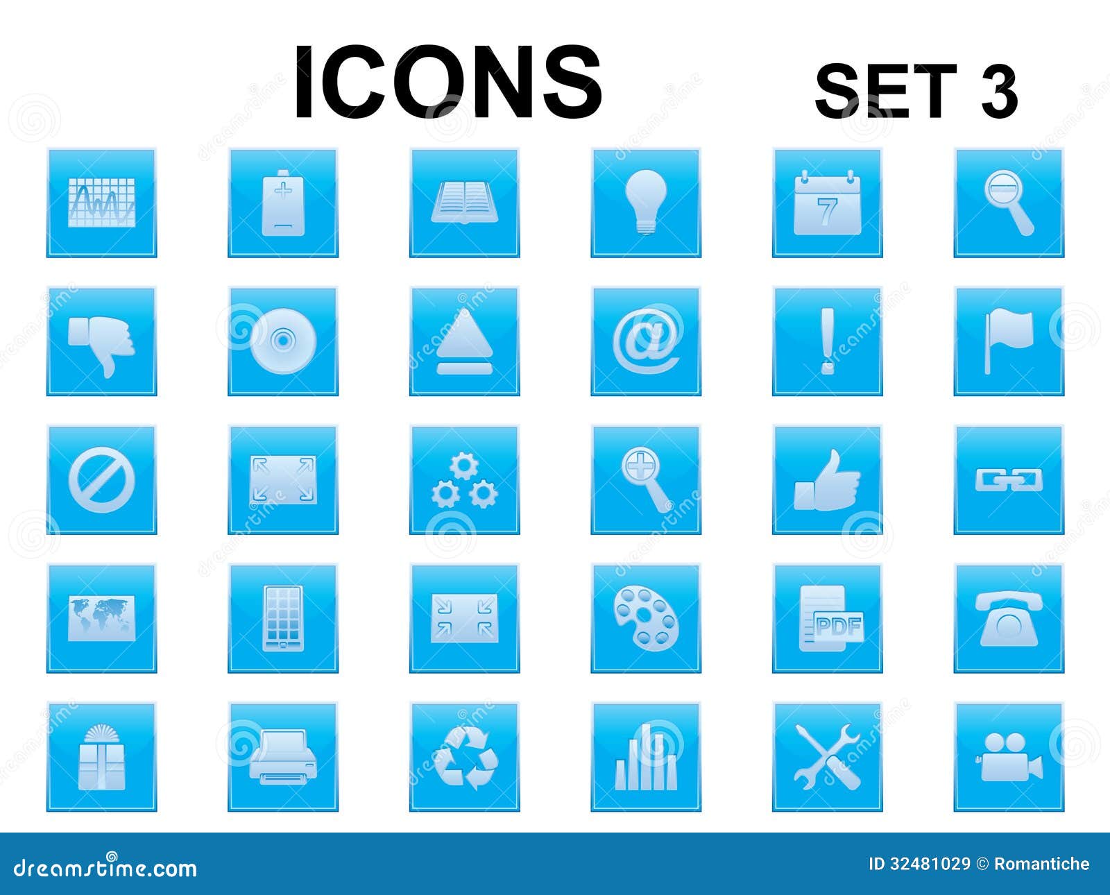Set of square icons stock vector. Illustration of button - 32481029