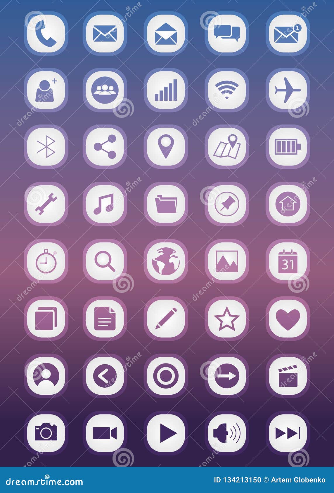 Set of Square Icons in Technological Style. Stock Vector - Illustration ...