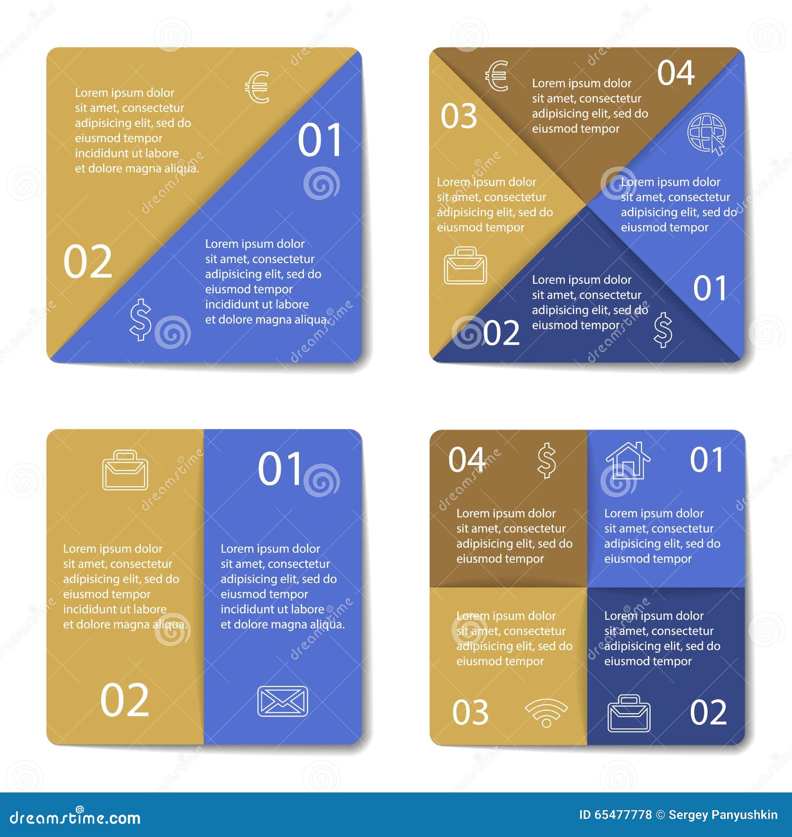 Set of square infographic stock vector. Illustration of factor - 65477778