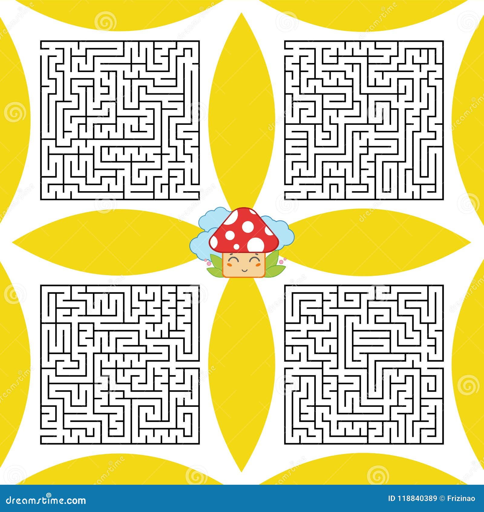 A Set of Square Labyrinths. a Game for Children and Adults. Simple Flat ...