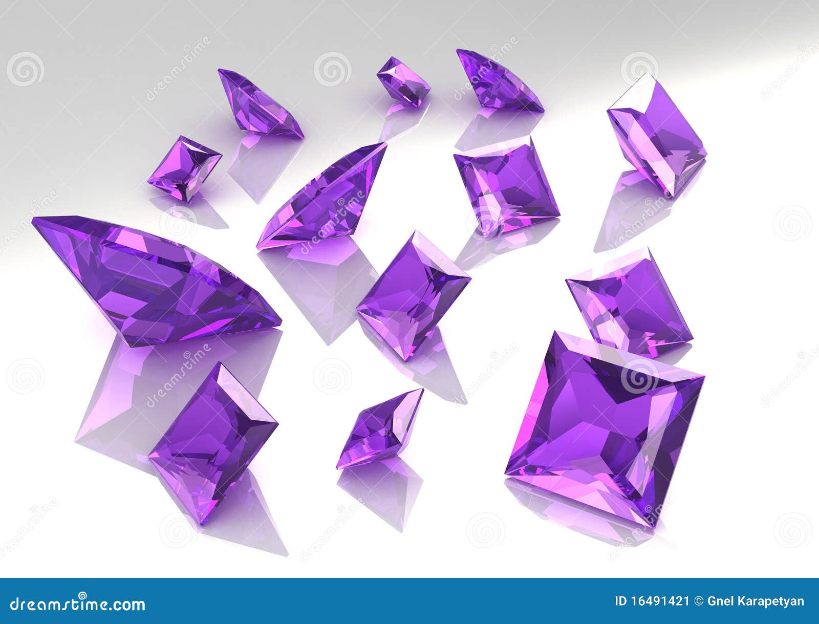 Set of Square Lilac Amethyst Stones - 3D Stock Illustration ...