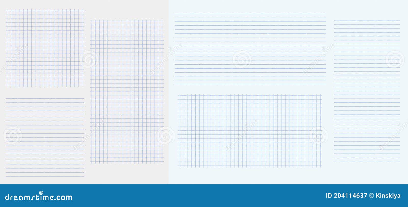 Horizontal Ruled, Lined, Gridded, Checkered Grid, Dotted And Empty ...